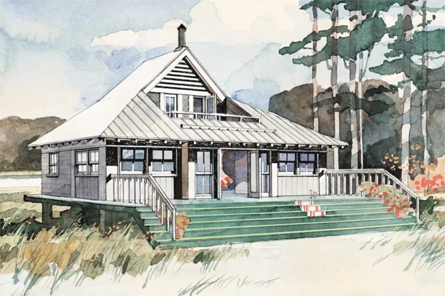 Beach House Bungalow Floor Plan Archimple | Beach Bungalow House Plans